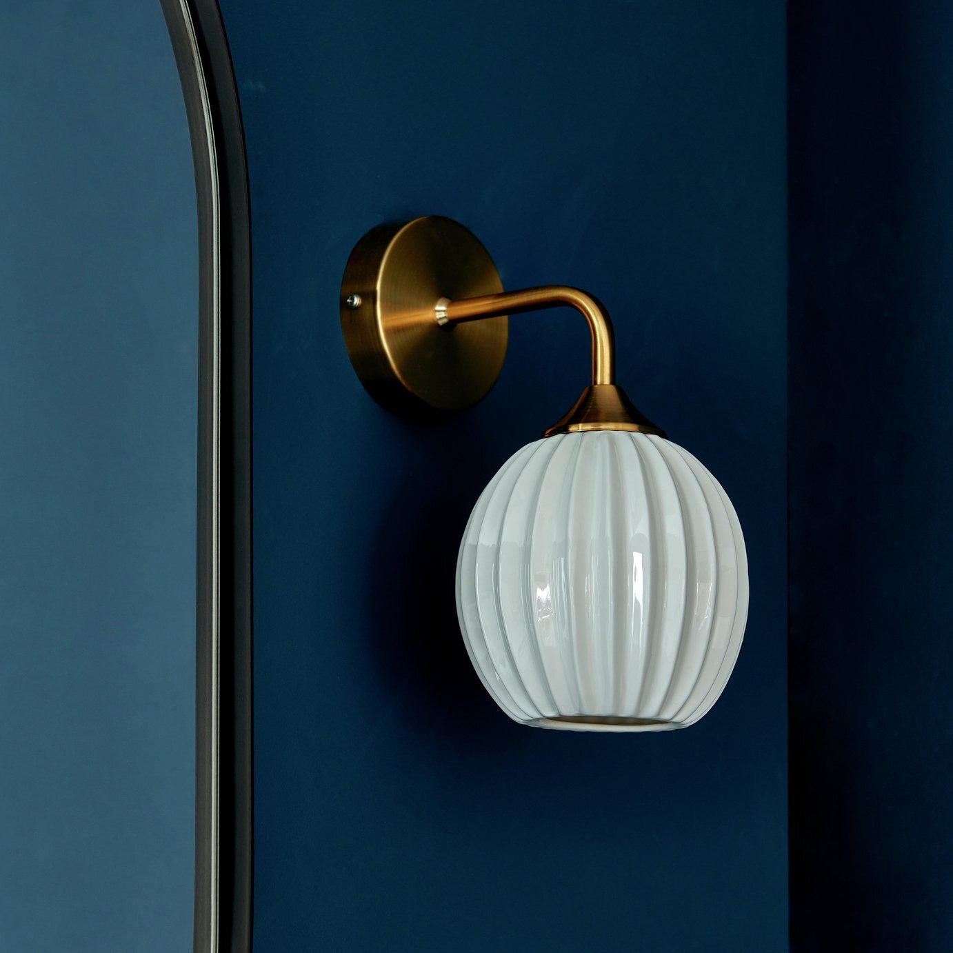 Shore Light Leah Porcelain Wall Light - Satin Gold by Habitat ...