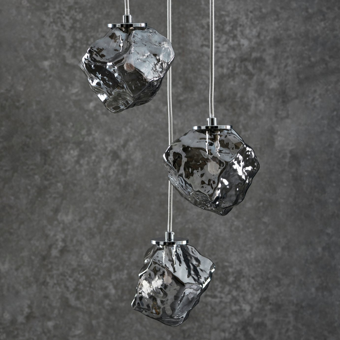 Shore Light Roxanne Glass 3 Light Pendant Light - Smoke Grey by Habitat ...