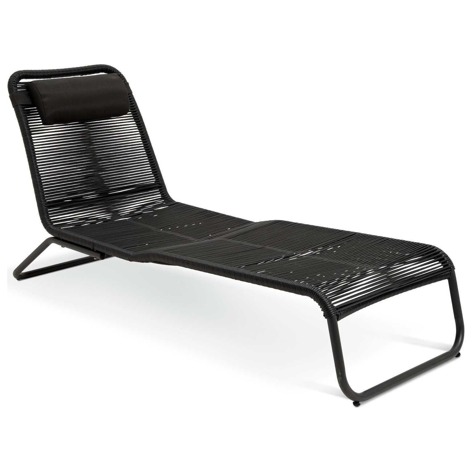 Habitat Delfina Metal Sun Lounger - Black by Habitat | ufurnish.com