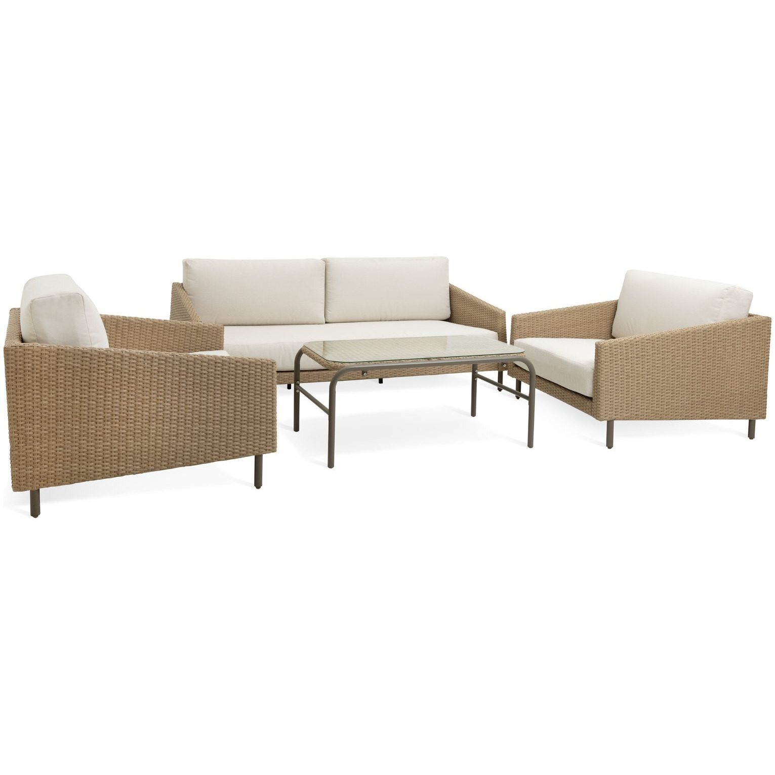 Habitat Ella 5 Seater Rattan Effect Garden Sofa Set- Natural by Habitat ...