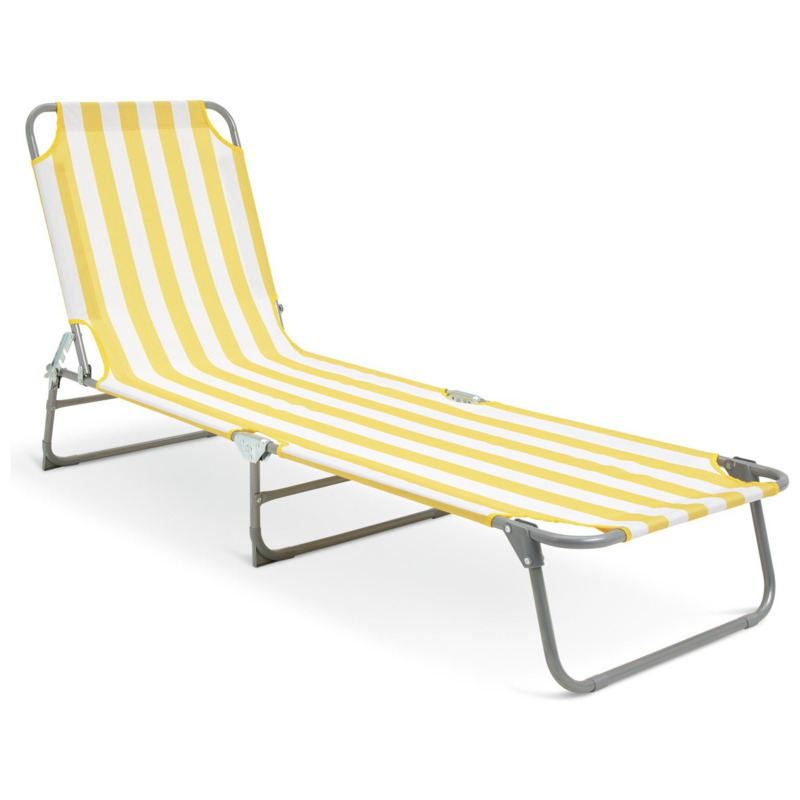Habitat Folding Metal Sun Lounger - Yellow & White by Habitat ...