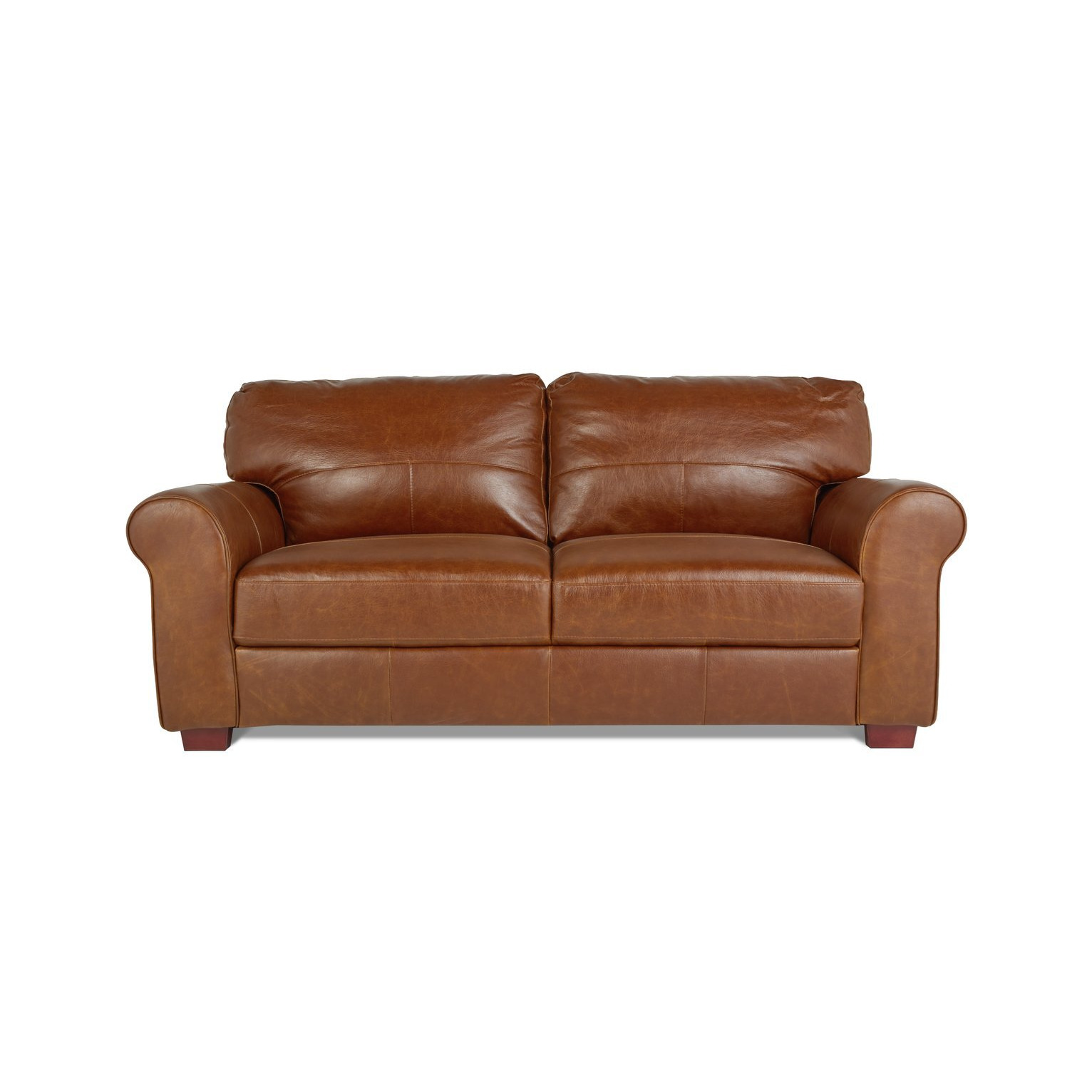 Habitat Salisbury Leather 3 Seater Sofa - Tan by Habitat | ufurnish.com