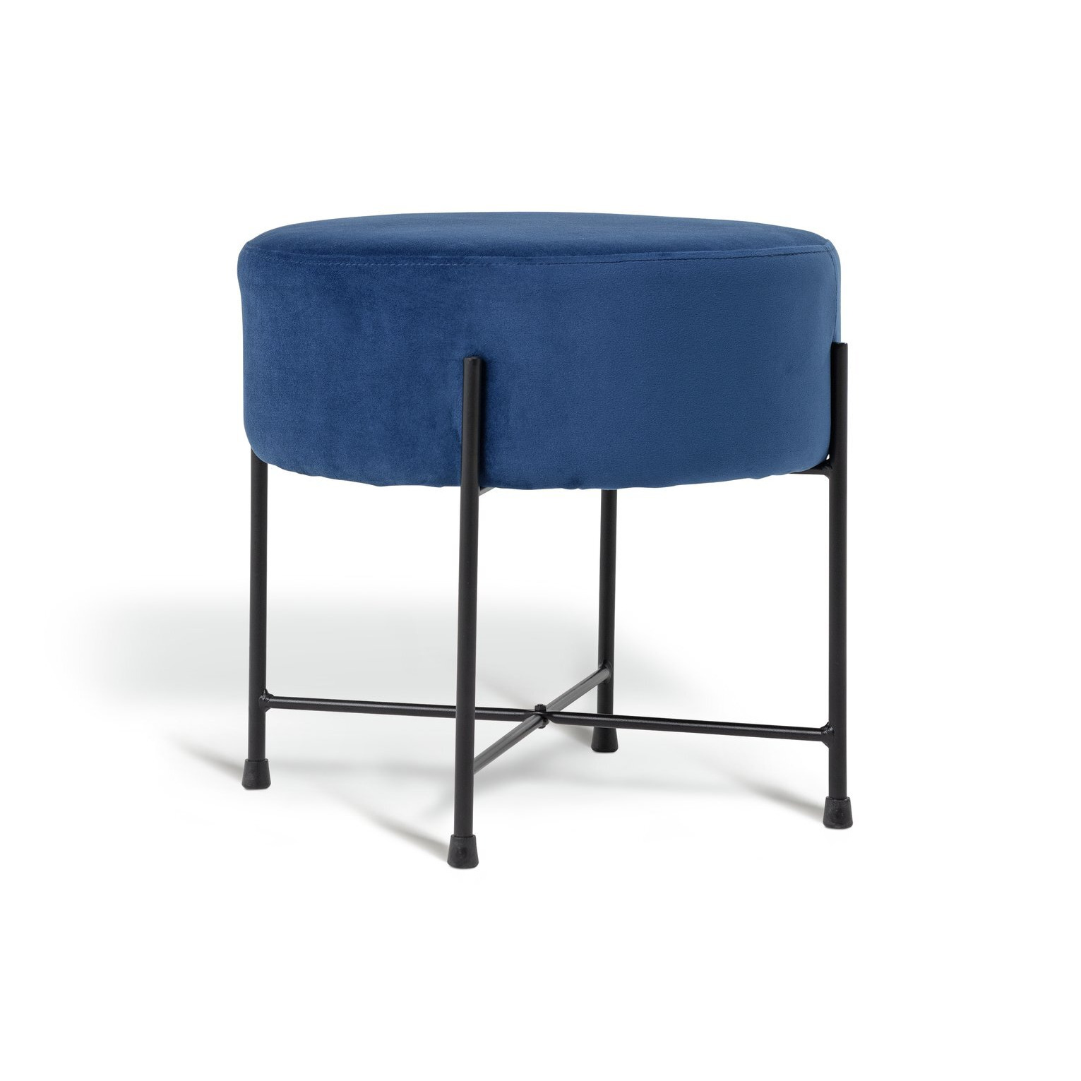 Habitat Jax Velvet Footstool - Navy by Habitat | ufurnish.com