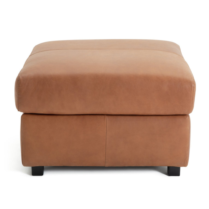 Habitat Florence Leather Footstool - Tan by Habitat | ufurnish.com