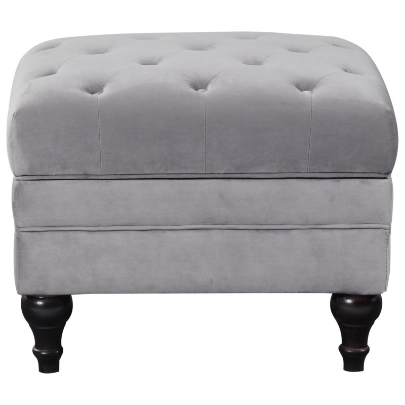 Habitat Chesterfield Velvet Storage Footstool - Light Grey by Habitat ...