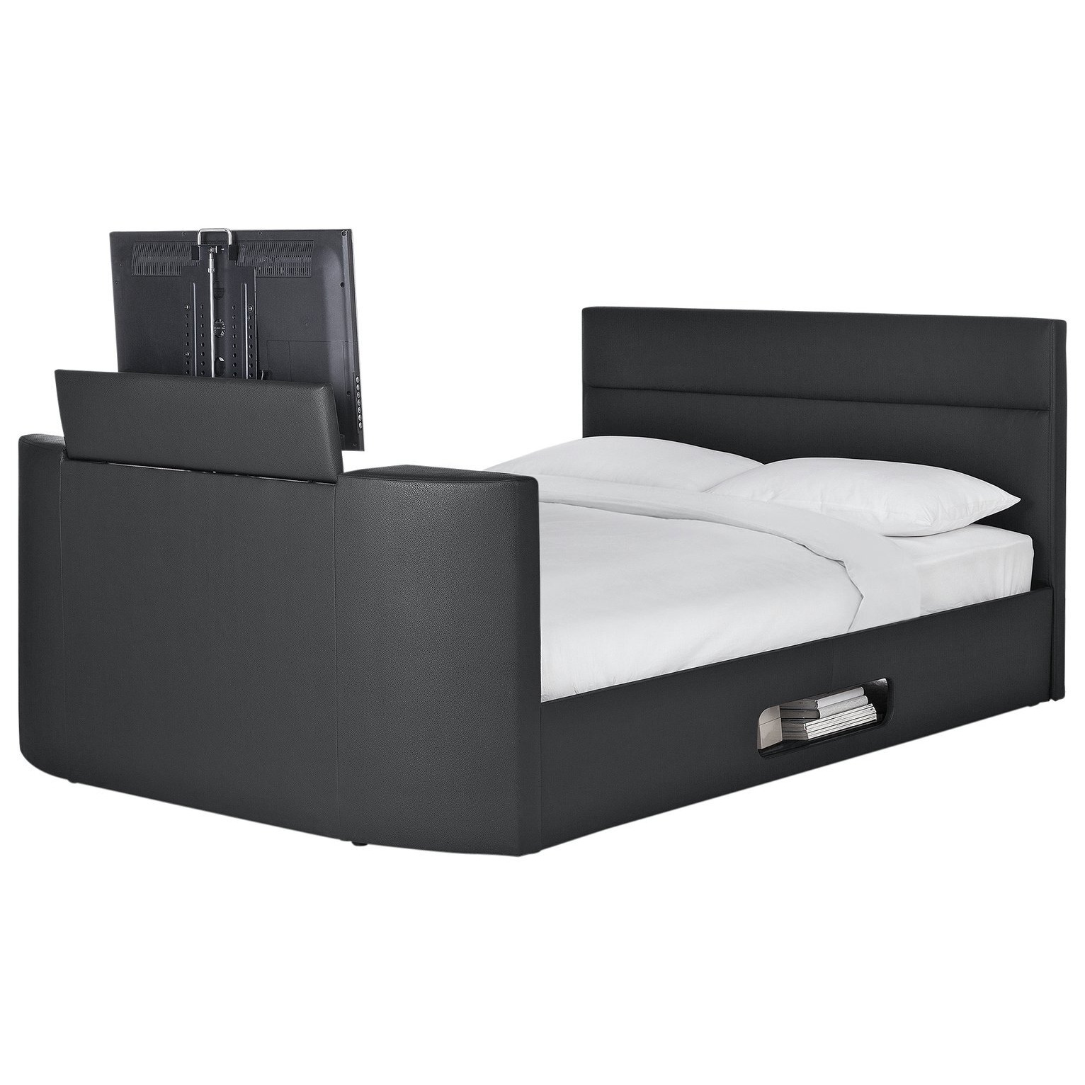 Habitat Gemini Double TV Bed Frame - Black by Habitat | ufurnish.com