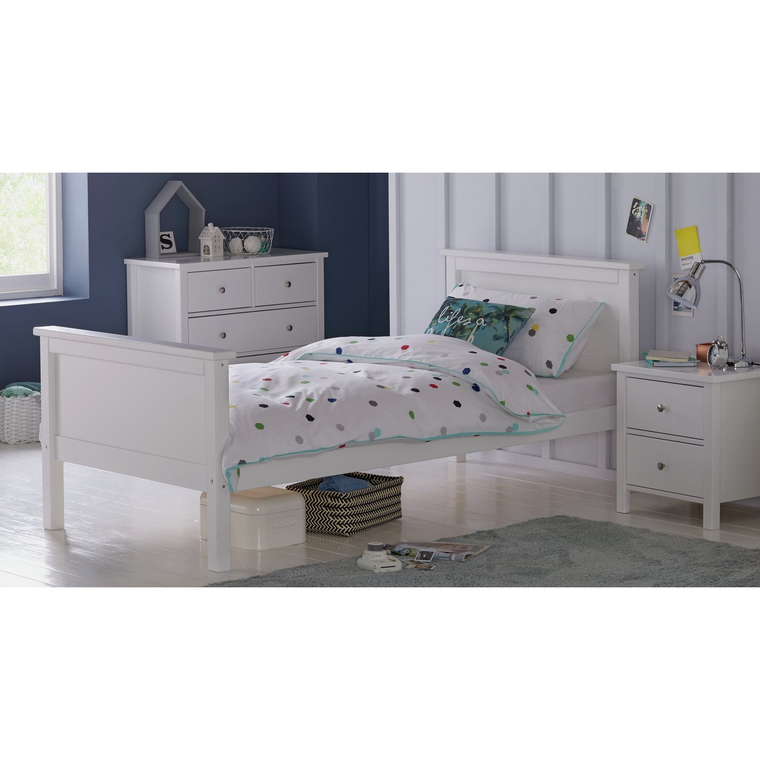 Habitat Brooklyn Single Bed and Mattress - White by Habitat | ufurnish.com