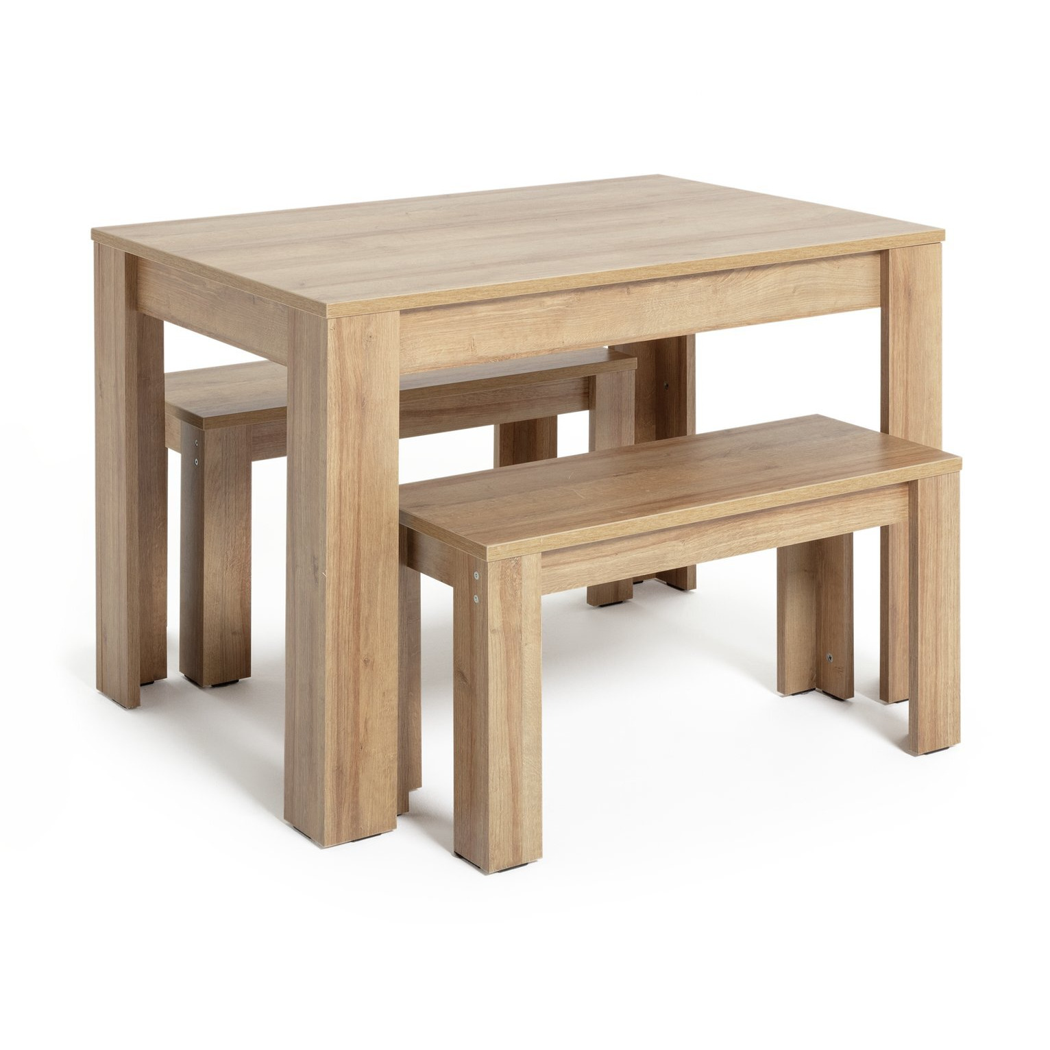 Argos Home Miami Oak Effect Dining Table & 2 Benches by Habitat ...