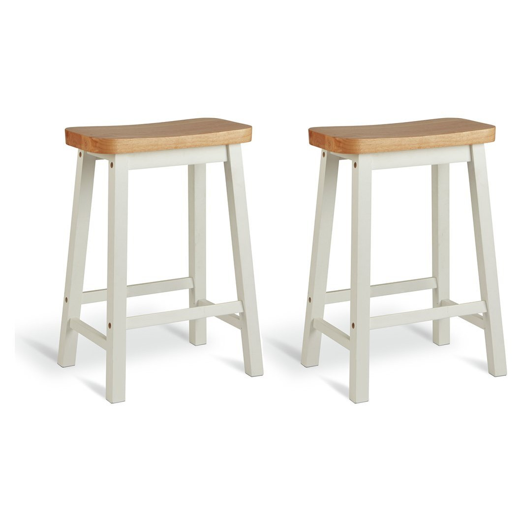 Habitat Pair of Saddle Bar Stools - Two Tone by Habitat | ufurnish.com