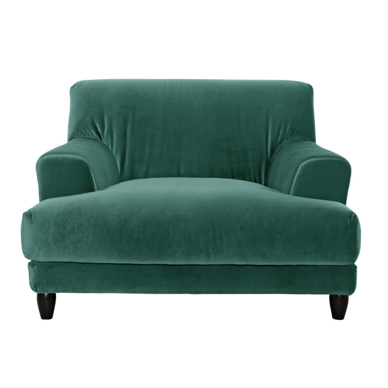 Habitat Askem Velvet Cuddle Chair - Emerald Green by Habitat | ufurnish.com