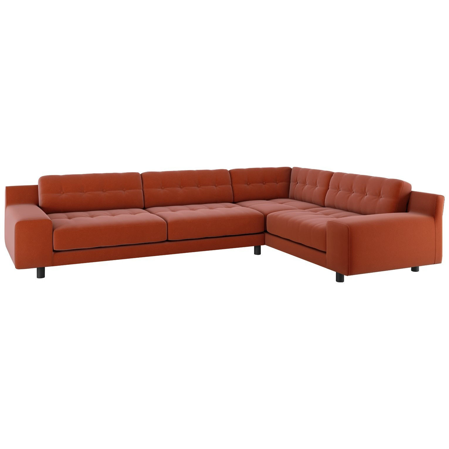 Habitat Hendricks Velvet Left Hand Corner Sofa - Orange by Habitat | ufurnish.com