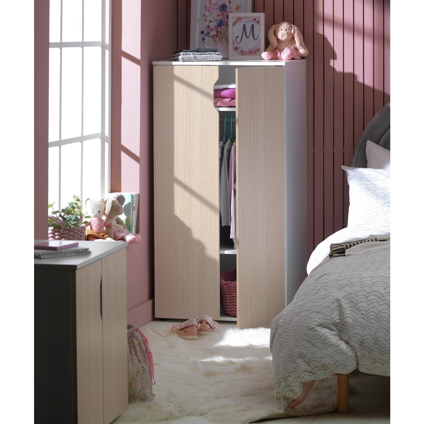 Habitat Pod 2 Door Short Wardrobe - Acacia Effect by Habitat | ufurnish.com