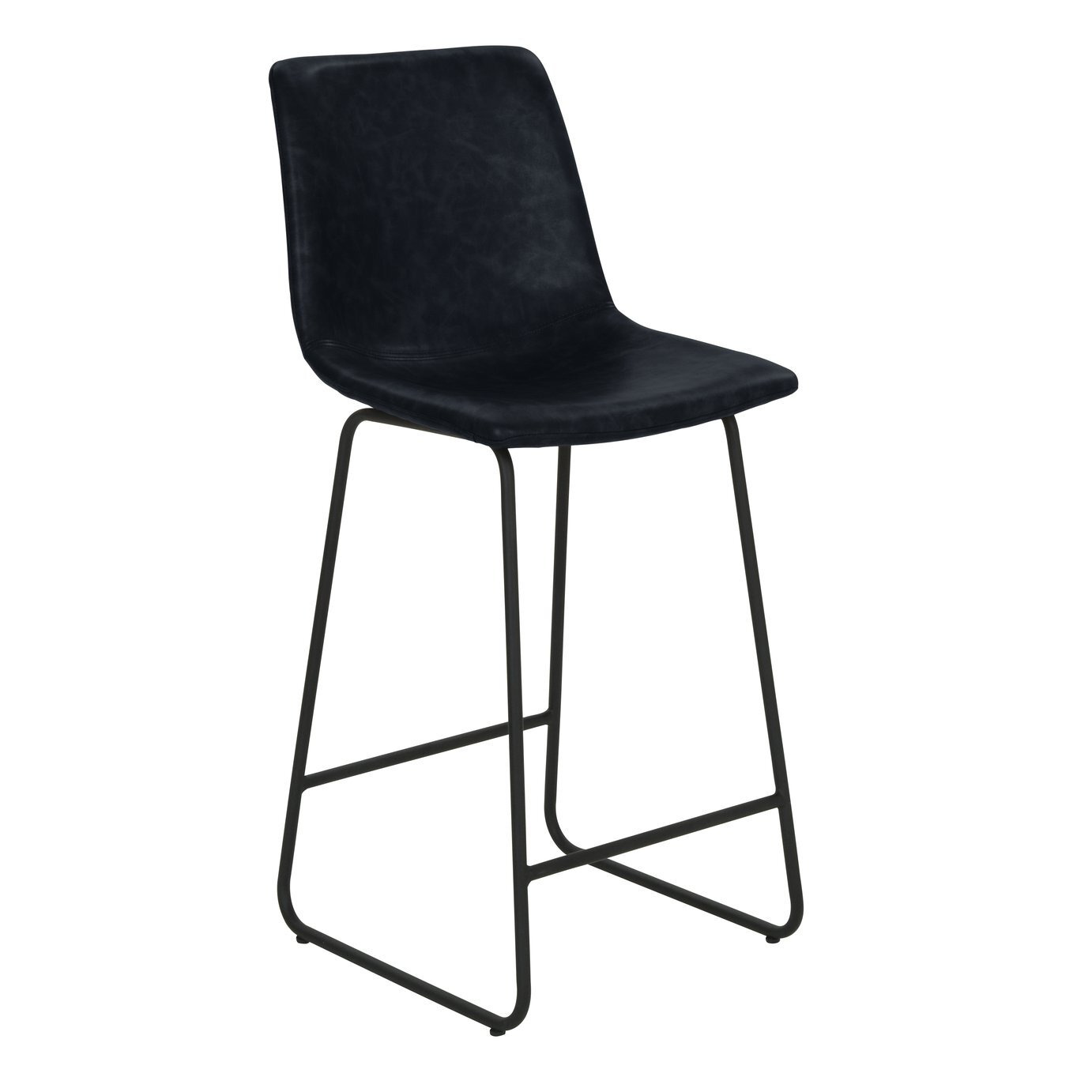 Habitat Joey Faux Leather Bar Stool - Black by Habitat | ufurnish.com