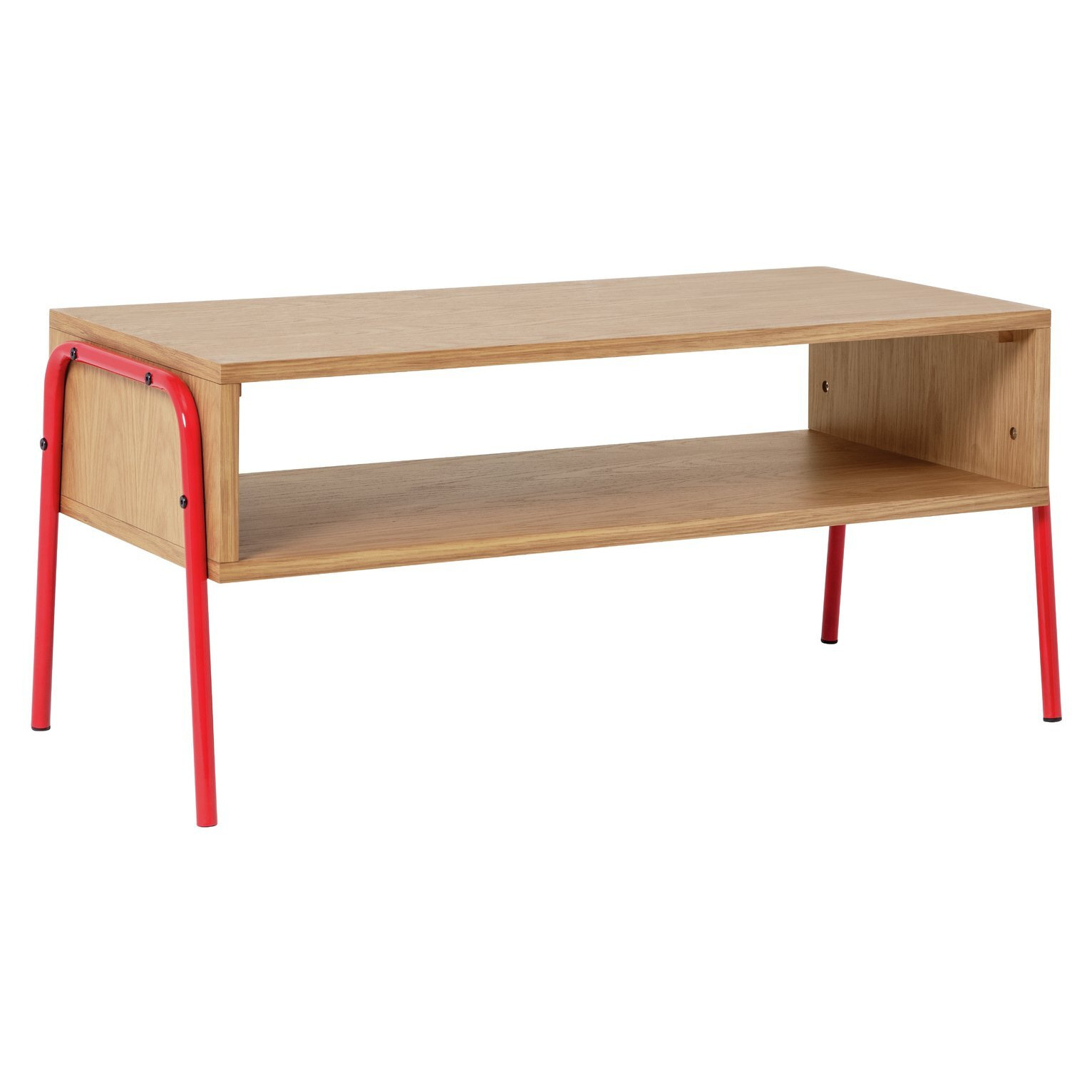 Habitat Kirby TV Stand - Oak with Red Metal Legs by Habitat | uFurnish.com
