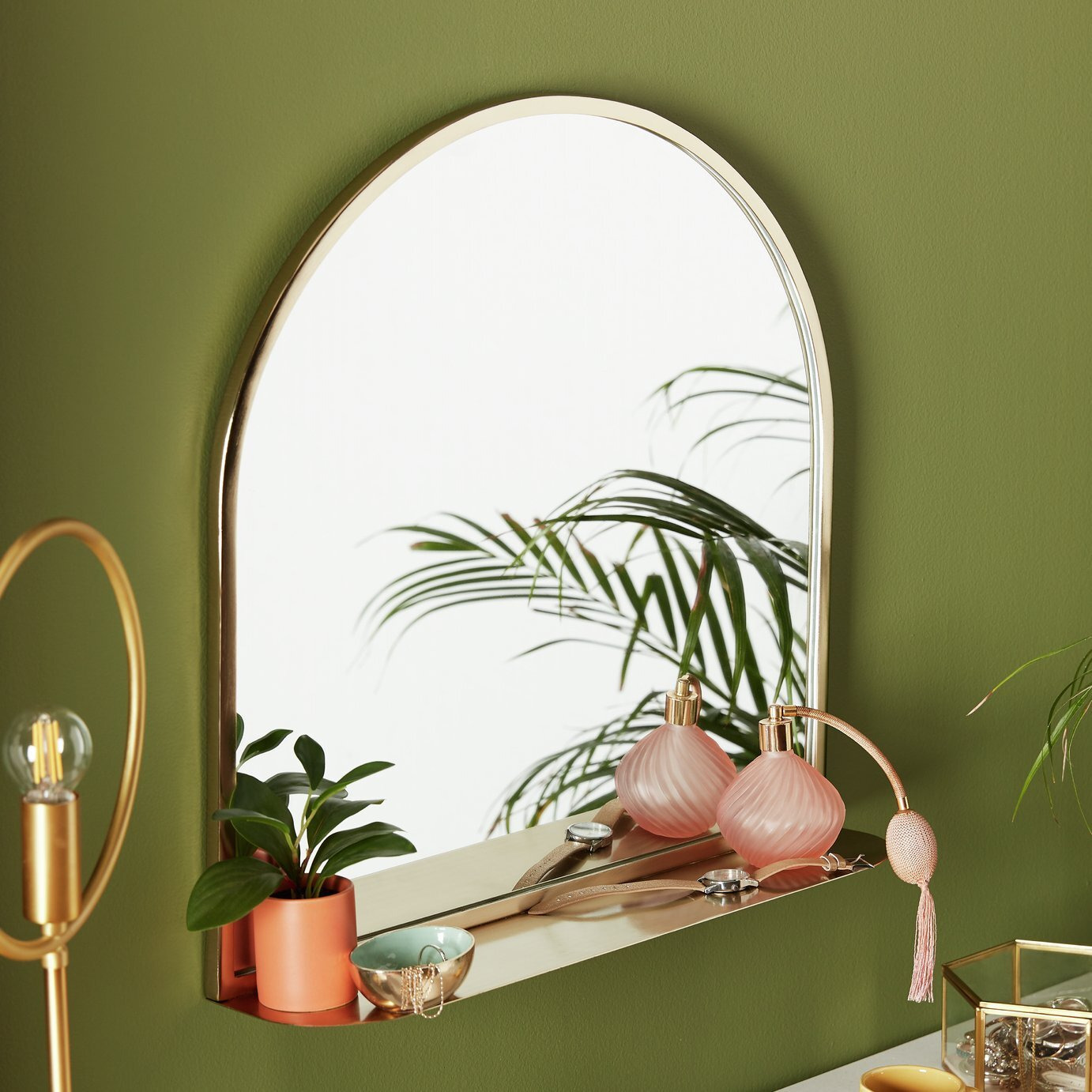 Habitat Arch Shelf Wall Mirror - Gold by Habitat | ufurnish.com