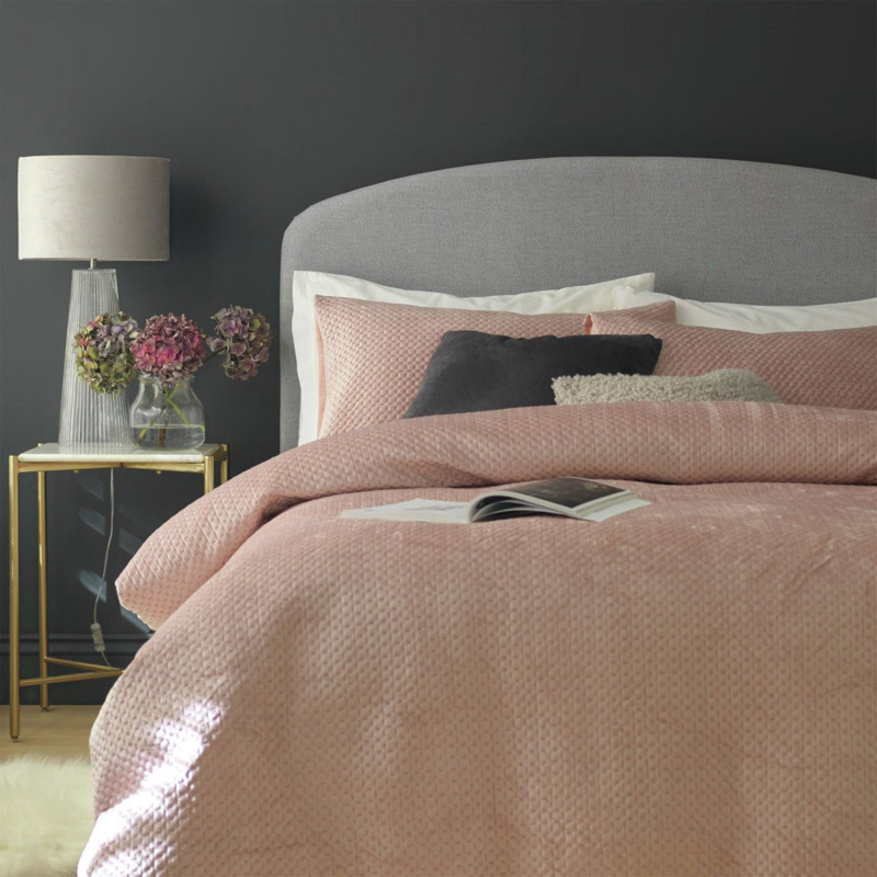 Habitat Pinsonic Velvet Plain Pink Bedding Set - Double by Habitat ...