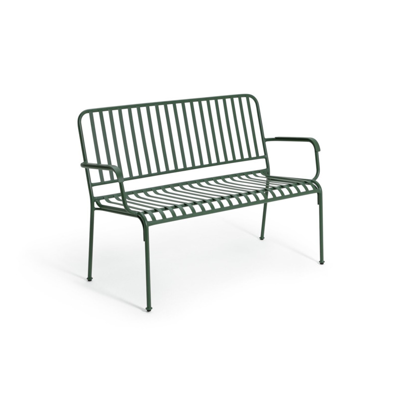Habitat Indu 2 Seater Metal Garden Bench - Green by Habitat | ufurnish.com
