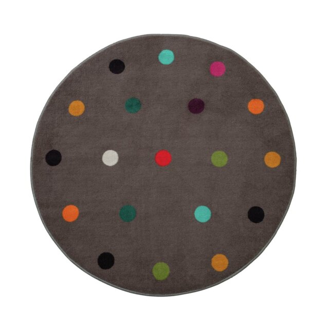 Habitat Dotty Round Grey Cut Pile Rug - 100cm by Habitat | ufurnish.com