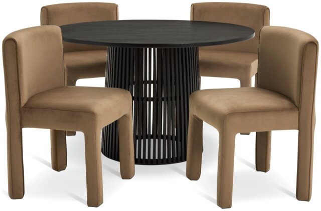 Habitat Jericho Black Dining Table & 4 Natural Chairs by Habitat ...