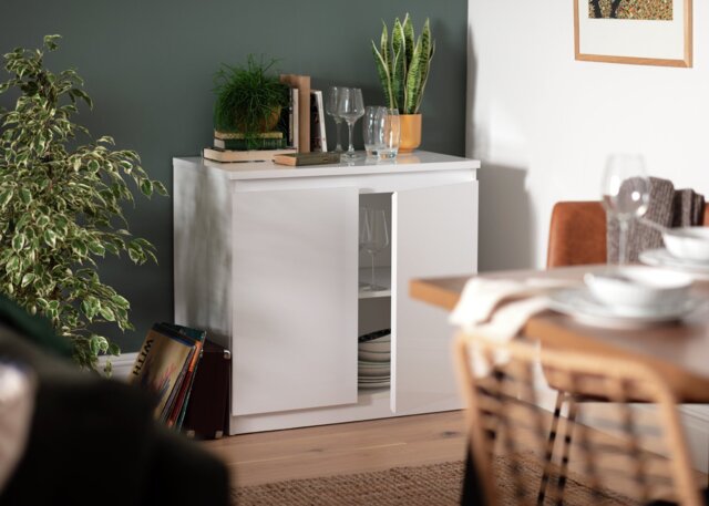 Habitat Jenson 2 Door Sideboard - White Gloss by Habitat | ufurnish.com