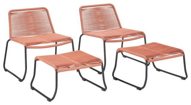 Pacific Pang Pair of Garden Chair with Stools - Orange by Habitat ...