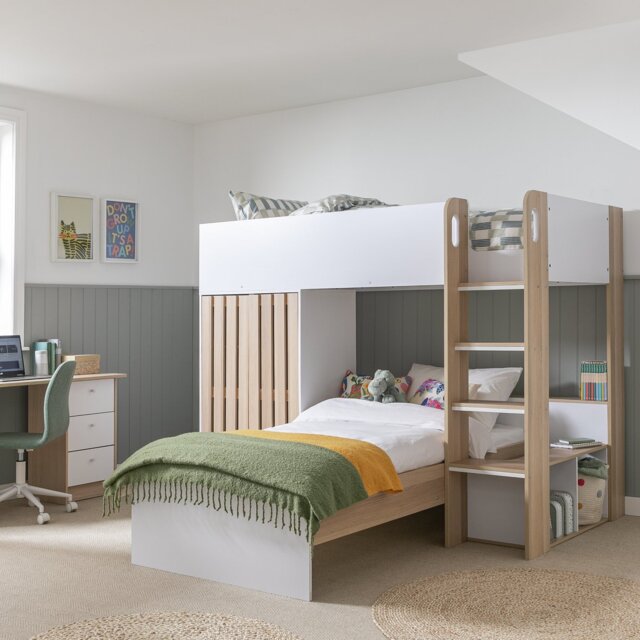 Habitat Norah L Shaped Single Bunk Bed- White & Oak by Habitat ...