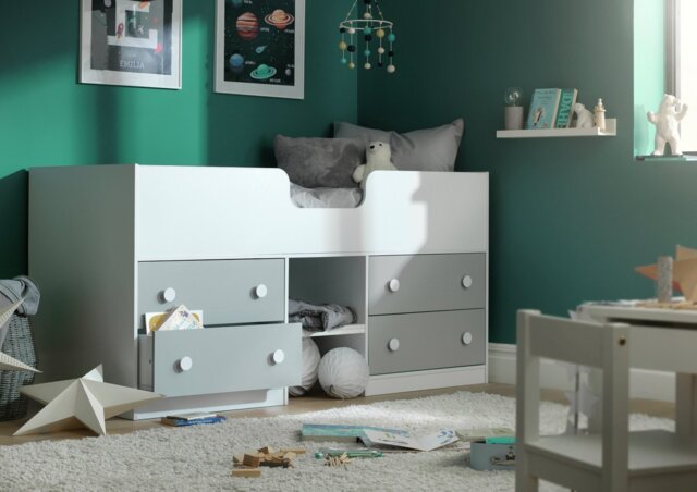Habitat Jackson Shorty Mid Sleeper Bed Frame - White&Grey by Habitat ...