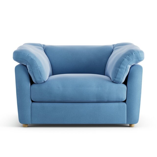 Habitat Wynn Velvet Cuddle Chair - Sky Blue - Ash Leg by Habitat ...