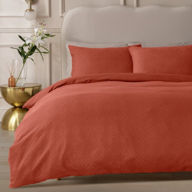 Habitat Cotton Jacquard Rust Bedding Set - Superking by Habitat ...