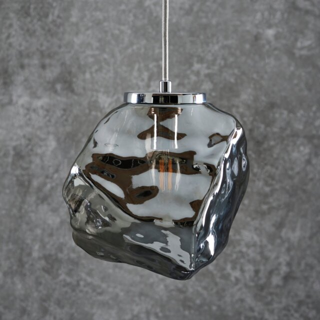 Shore Light Roxanne Glass Pendant Light - Smokegrey & Chrome by Habitat ...