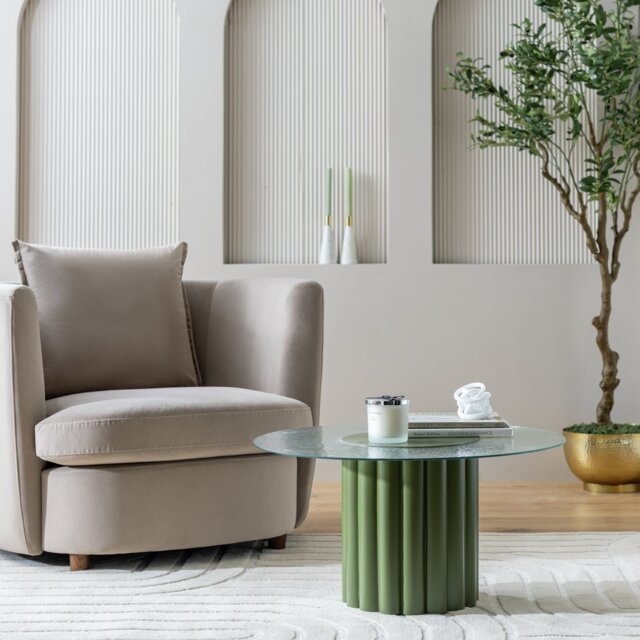 Habitat Cicely Round Coffee Table - Green by Habitat | ufurnish.com