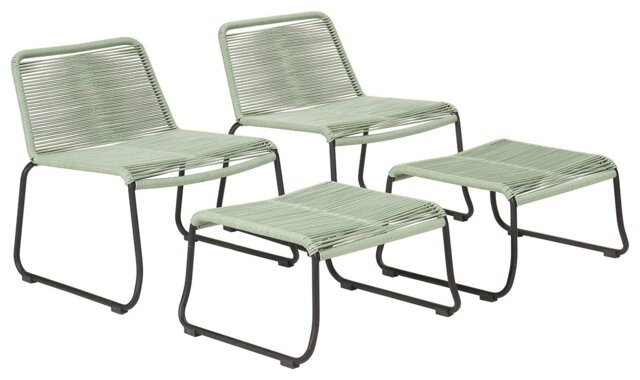 Pacific Pang Pair of Garden Chair with Stools - Green by Habitat ...