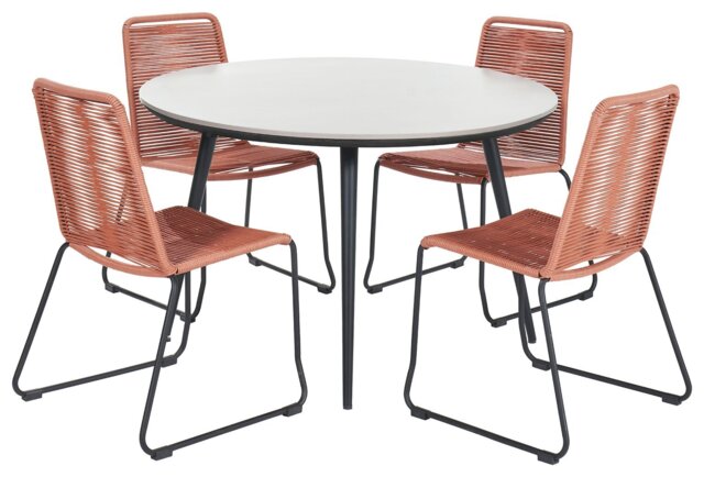 Pacific Pang 4 Seater Rattan Effect Patio Set - Orange by Habitat ...