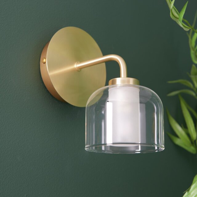 Shore Light Ava Metal & Glass Wall Light - Gold by Habitat | ufurnish.com