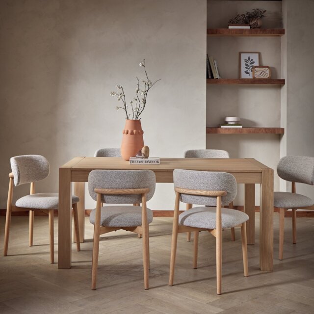 Habitat Alston Extending Oak Dining Table & 6 Natural Chairs by Habitat ...