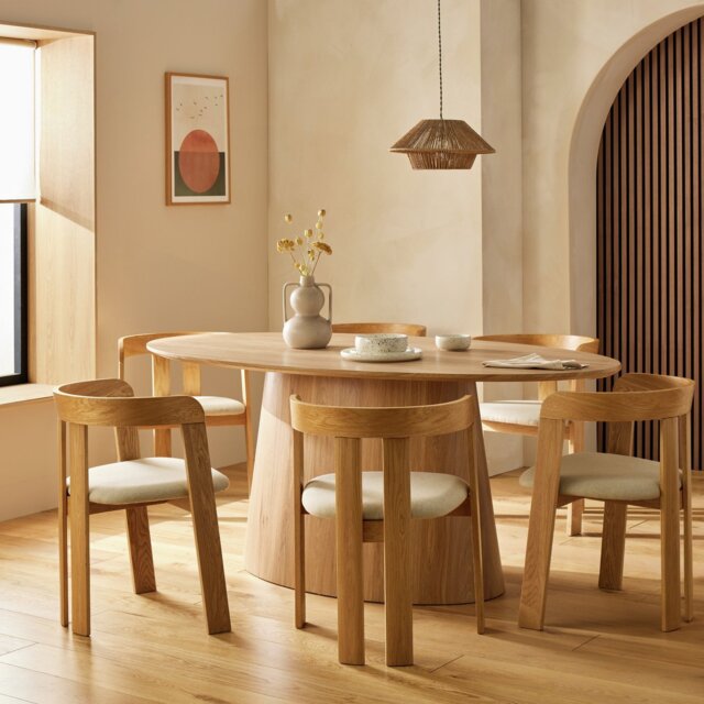 Habitat Pierce Natural Dining Table & 6 Oak Chairs by Habitat ...