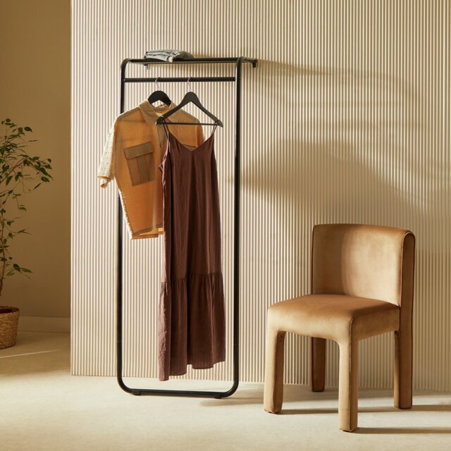 Habitat Milah Wall Clothes Rail - Black by Habitat | ufurnish.com