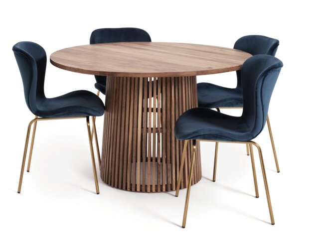 Habitat Jericho Natural Dining Table & 4 Navy Chairs by Habitat ...