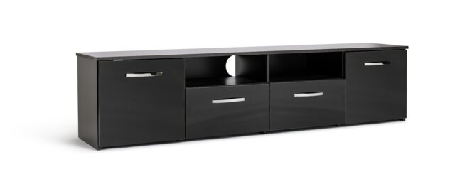Argos Home Hayward 2 Door TV Unit - Black Gloss by Habitat | ufurnish.com
