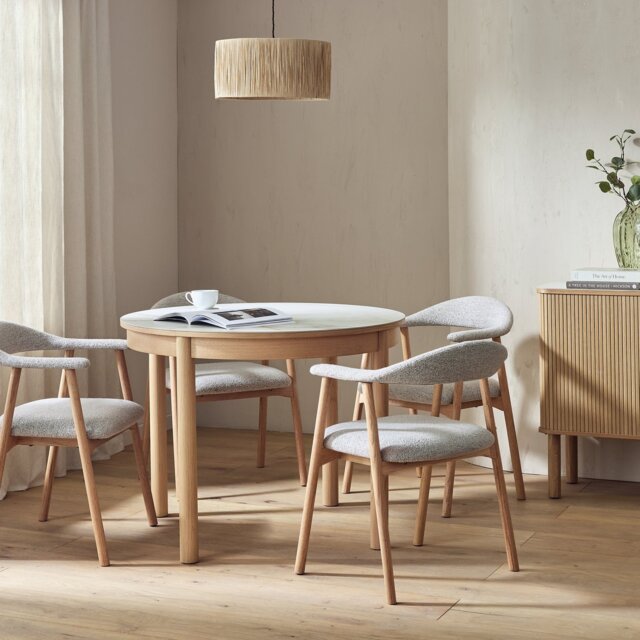 Habitat Lex Oak Dining Table & 4 Natural Chairs by Habitat | ufurnish.com