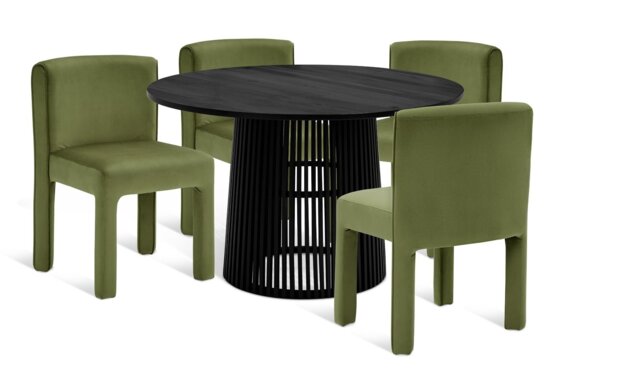 Habitat Jericho Black Dining Table & 4 Green Chairs by Habitat ...