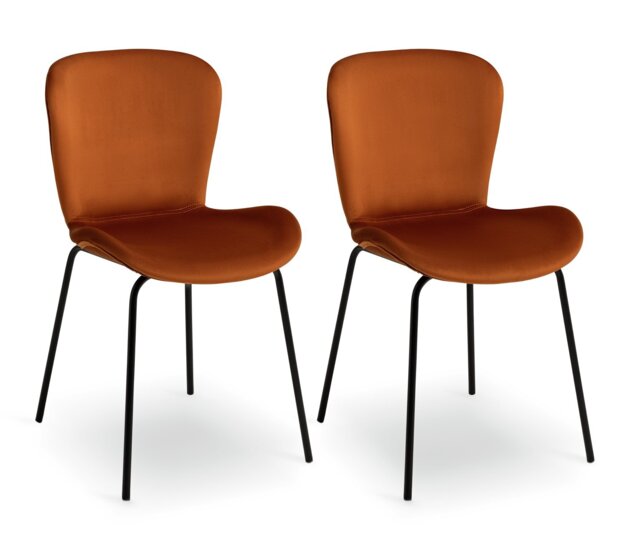 Habitat Etta Pair of Velvet Dining Chairs - Copper by Habitat ...