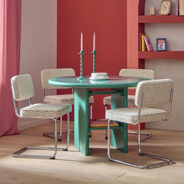 Habitat Geller Green Dining Table & 4 Natural Chairs by Habitat ...