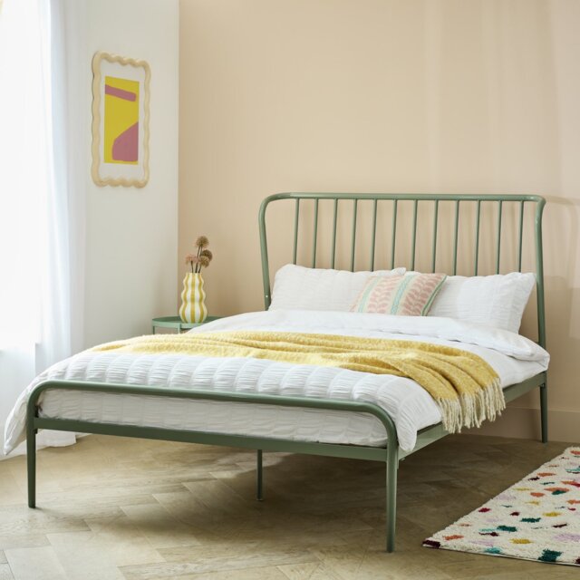 Habitat Kanso Small Double Metal Bed Frame - Sage Green by Habitat ...