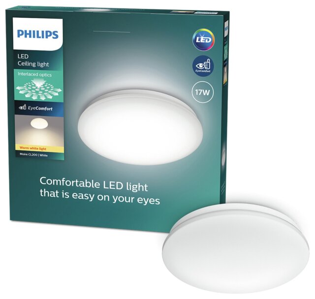 Philips LED Moire Ceiling Light - White by Habitat | ufurnish.com