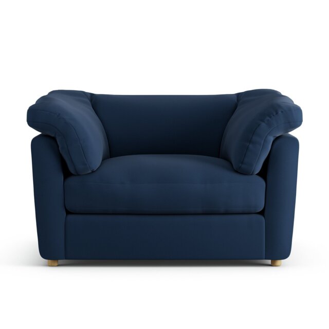 Habitat Wynn Fabric Cuddle Chair - Navy Blue - Ash Leg by Habitat ...