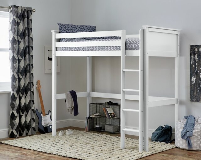 Habitat Brooklyn High Sleeper Bed Frame - White by Habitat | uFurnish.com