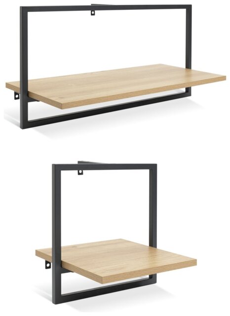 Habitat Loft Living Set of 2 Metal Shelves - Oak by Habitat | ufurnish.com