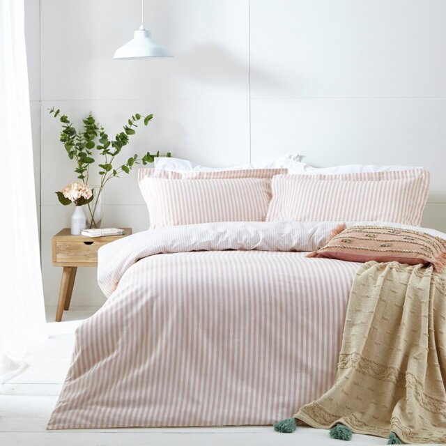 Yard Hebden Cotton Stripe Blush Bedding Set - Double by Habitat ...