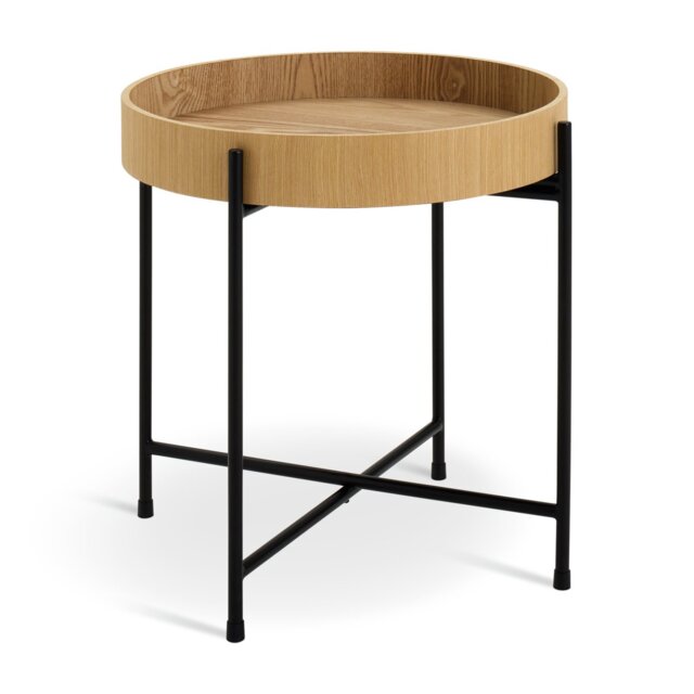 Habitat Sadie Round Side Table - Oak & Black by Habitat | ufurnish.com